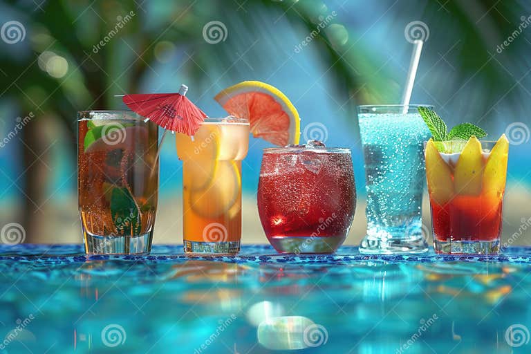 Refreshing Paradise. Poolside Drinks Concept Stock Image - Image of ...