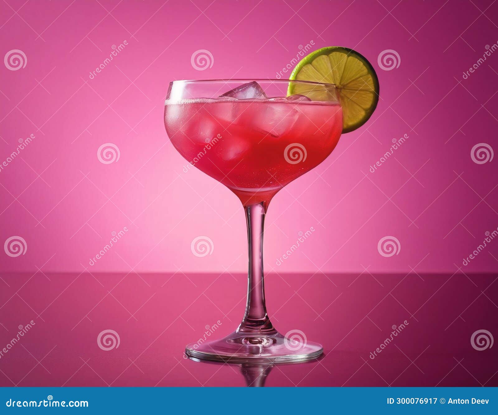 Refreshing Pink Drink with a Lime Slice on Top Stock Image - Image of ...