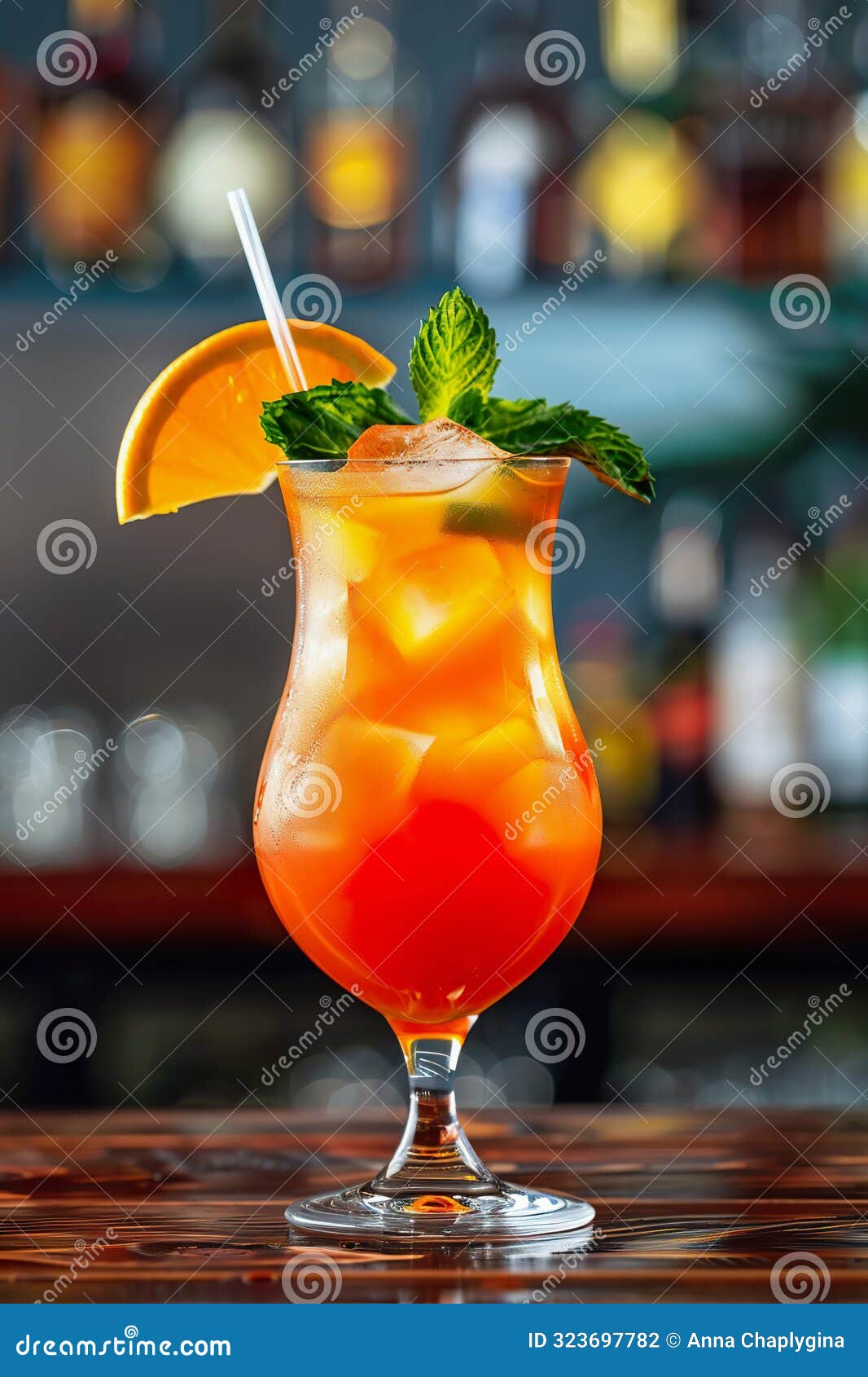 Refreshing Planter Punch Cocktail in a Bar Setting Stock Photo - Image ...