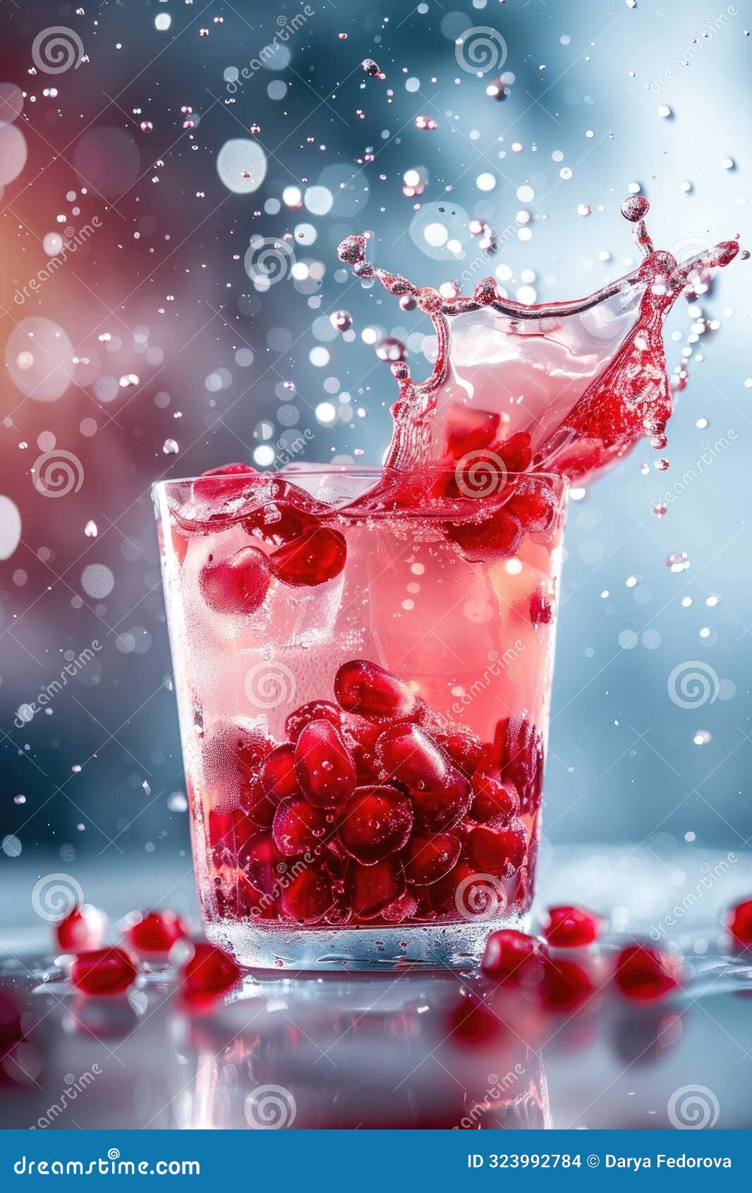 Refreshing Pomegranate Cocktail Splash on Shiny Surface Stock Photo ...