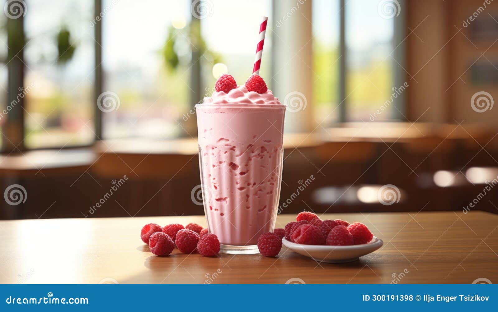 Refreshing Raspberry Milkshake in Clear Glass on Pristine White Kitchen ...