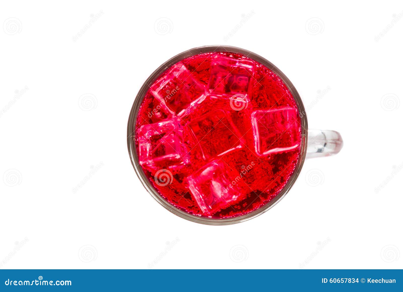 Refreshing Red Fizzy Soft Drink with Ice in Transparent Glass Stock ...