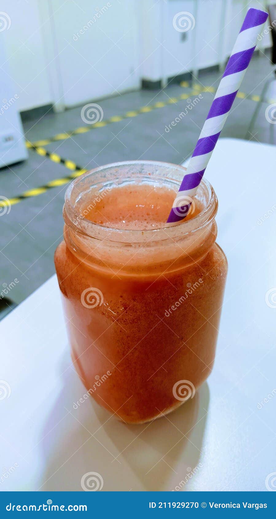 Refreshing Smoothy with Fruits and Straw Stock Photo - Image of ...