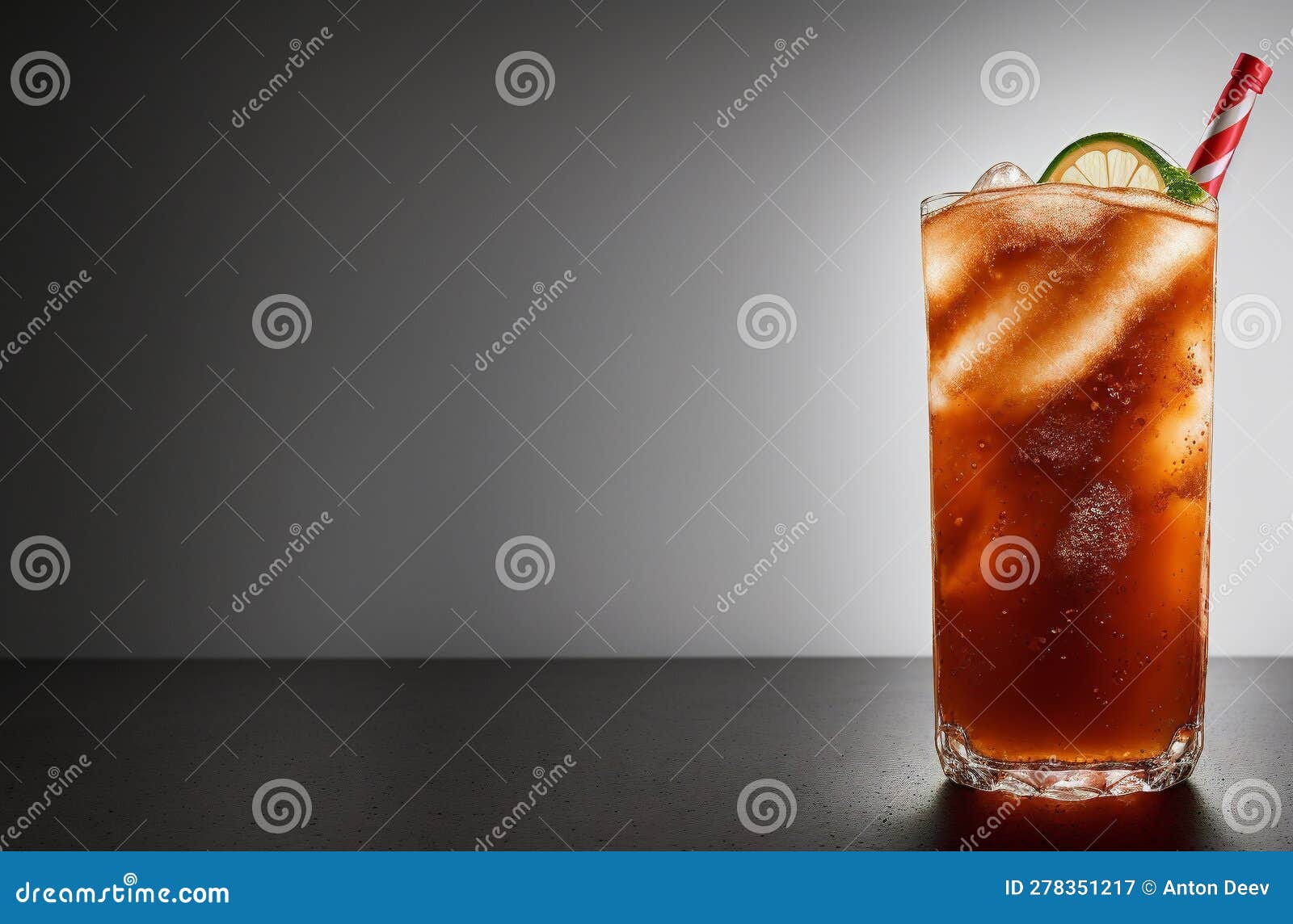 Refreshing Soda in Glass. Fruit Cocktail with Ice. Generative AI. Stock ...