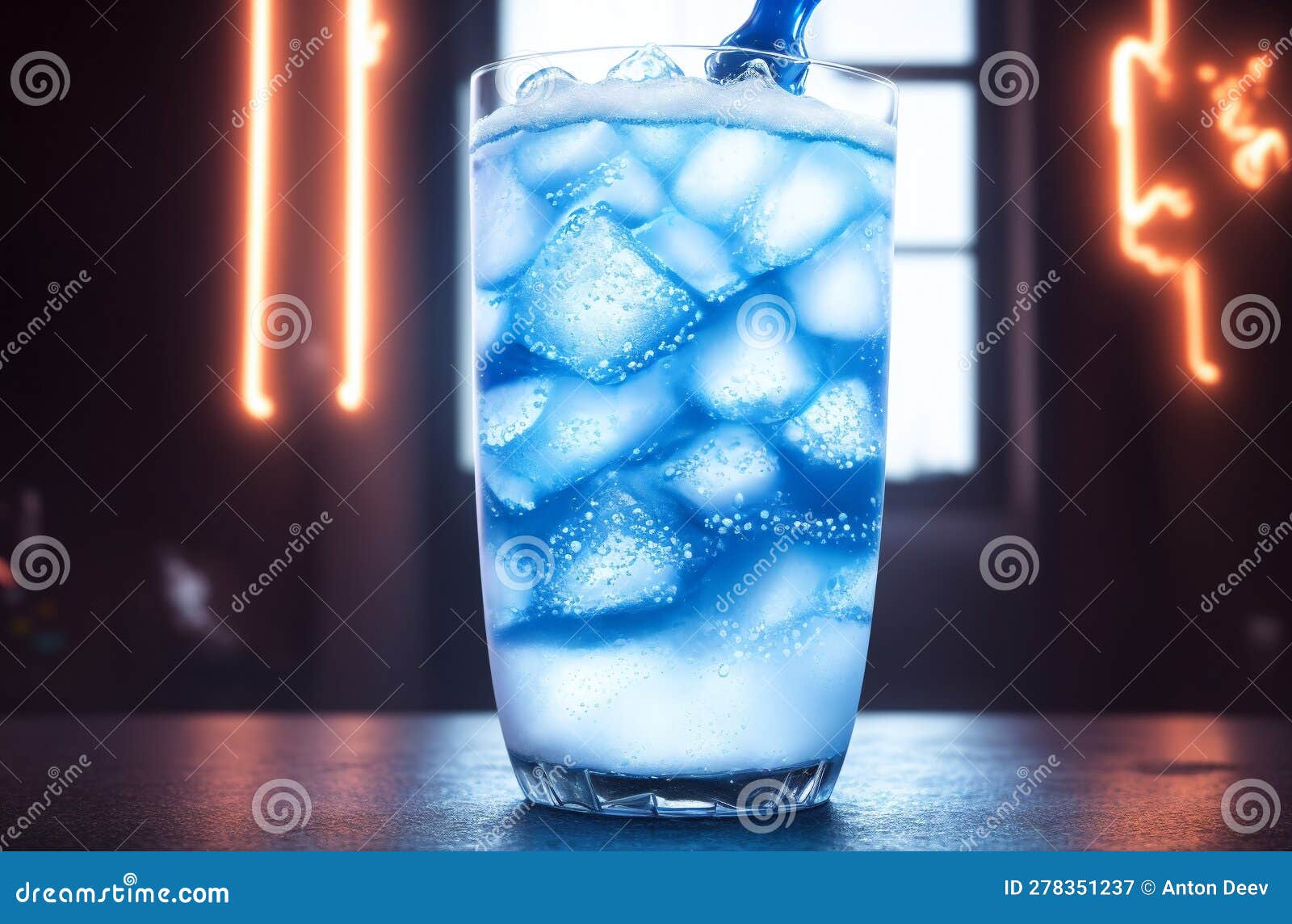 Refreshing Soda in Glass. Fruit Cocktail with Ice. Generative AI. Stock ...