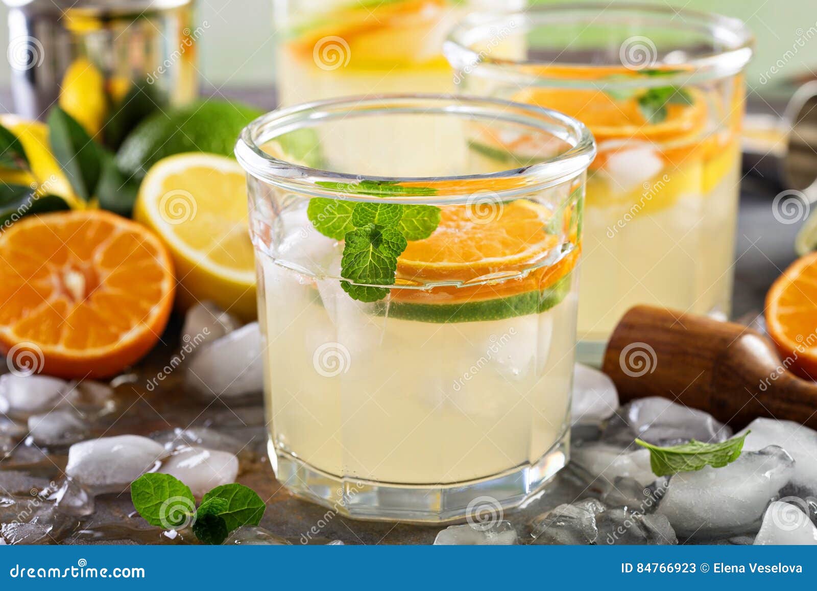 Refreshing Summer Cocktail with Citrus Fruits Stock Image - Image of ...