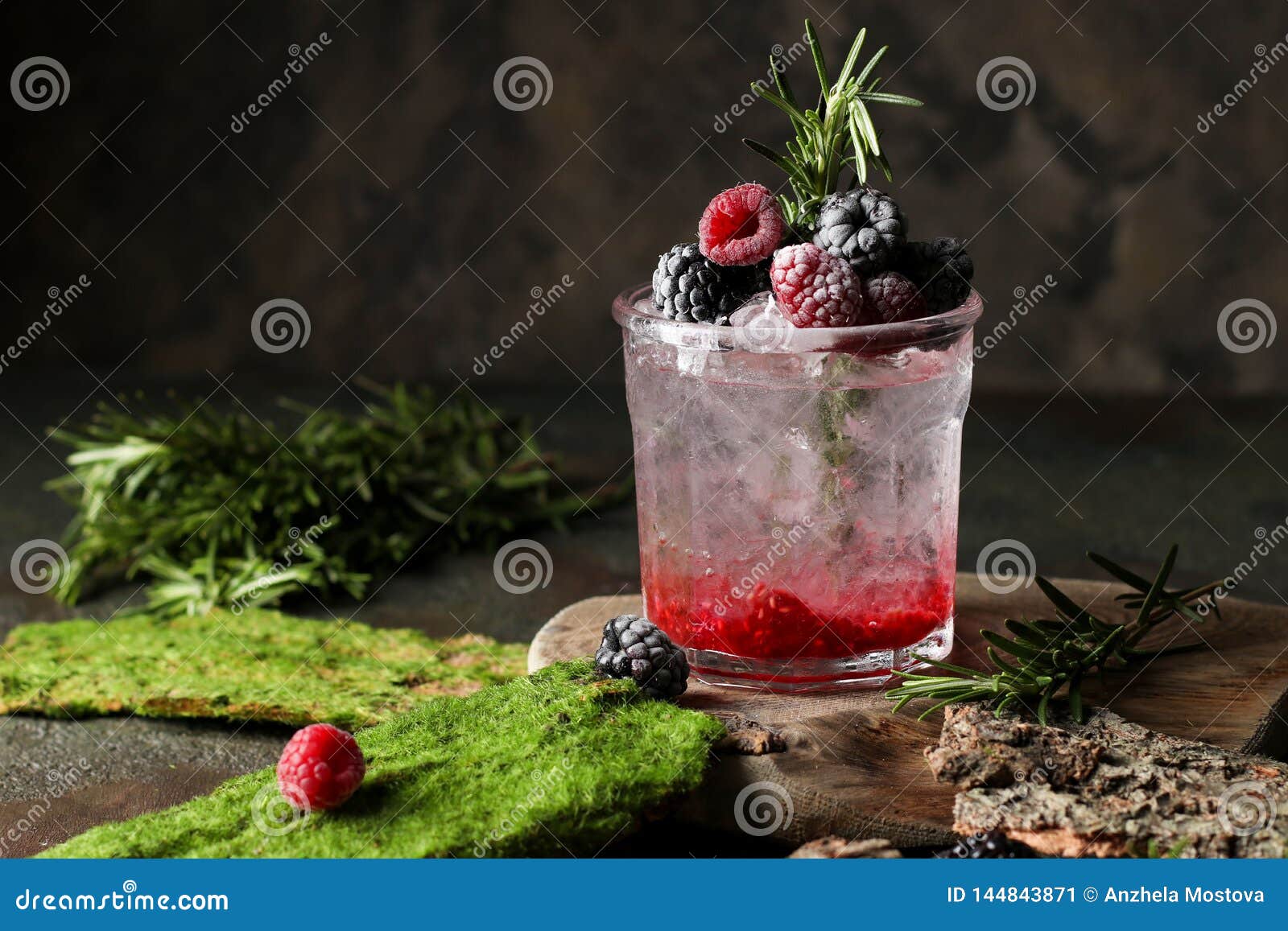 Refreshing Summer Drink with Syrup, Raspberry, Blackberry and Ice on ...