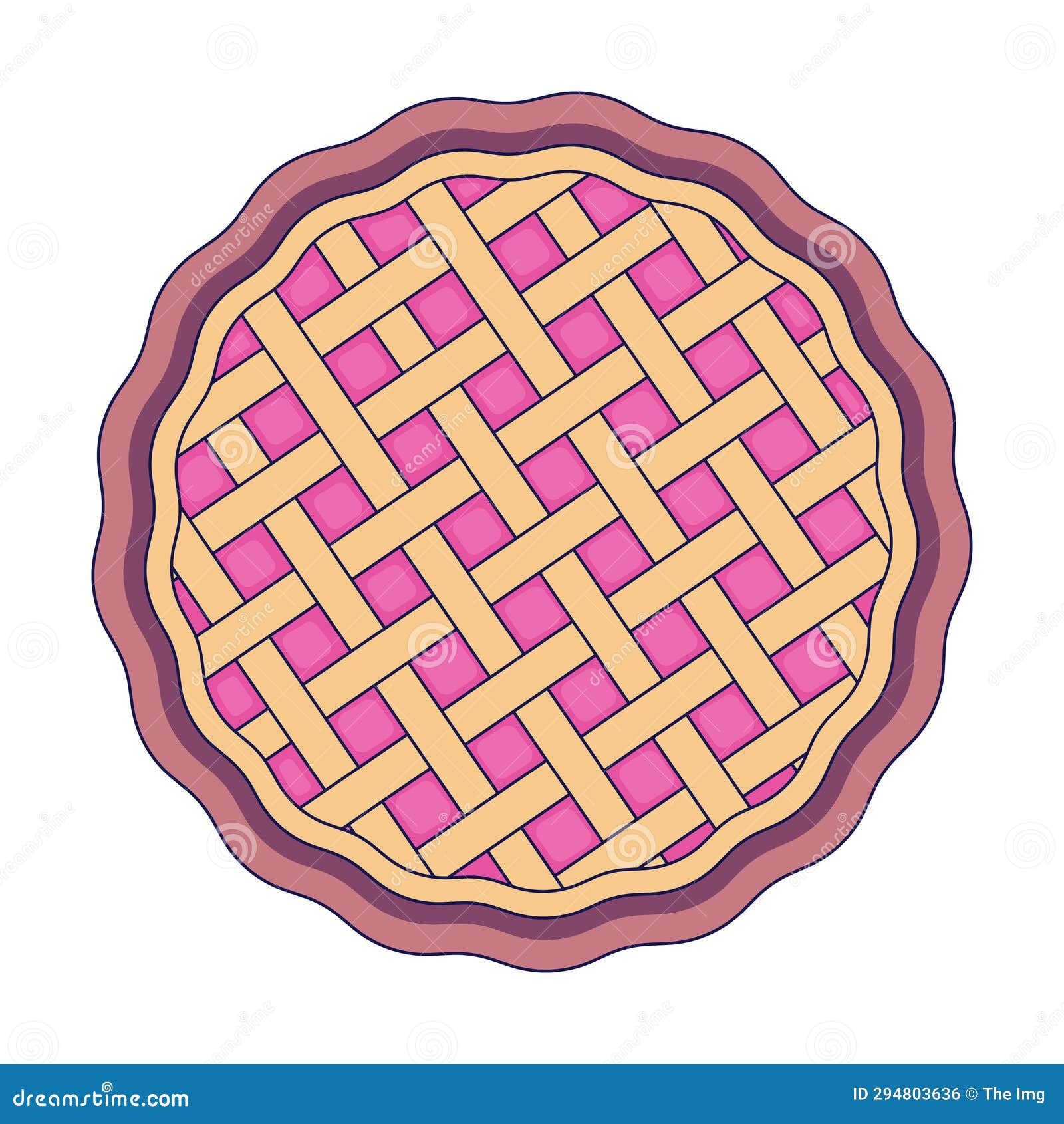 Refreshing Summer Pie Crust Top View 2D Linear Cartoon Object Stock ...