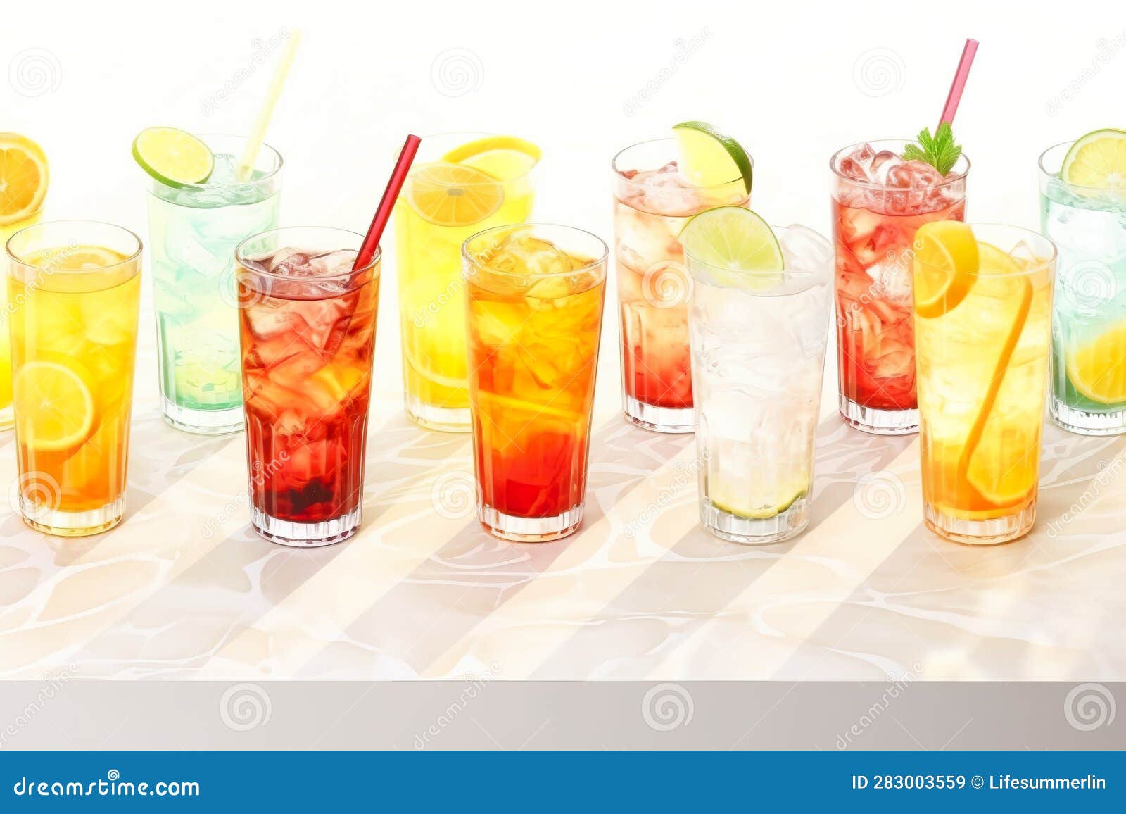 Refreshing Summer Sips: Vibrant Cocktail Collection. Stock Illustration ...