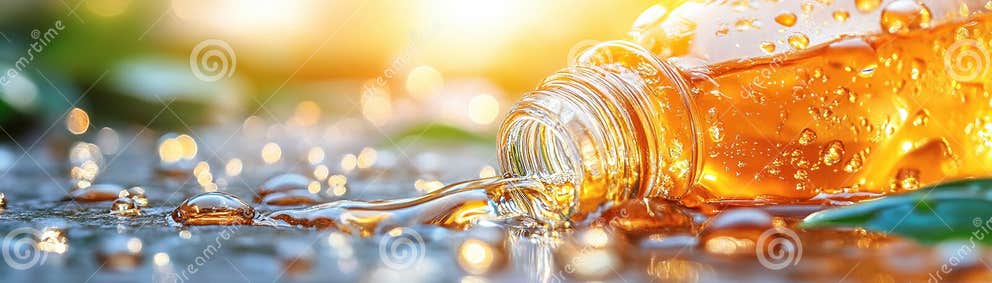 Refreshing Water Droplets on a Bottle in Warm Sunlight, a Visual ...