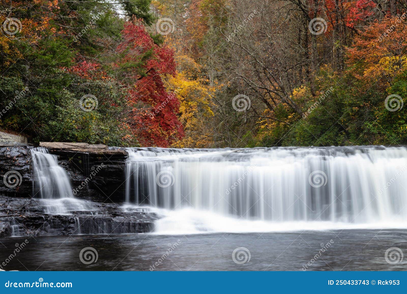 Refreshing Waterfall Hidden Deep in the Autumn Forest Stock Image ...