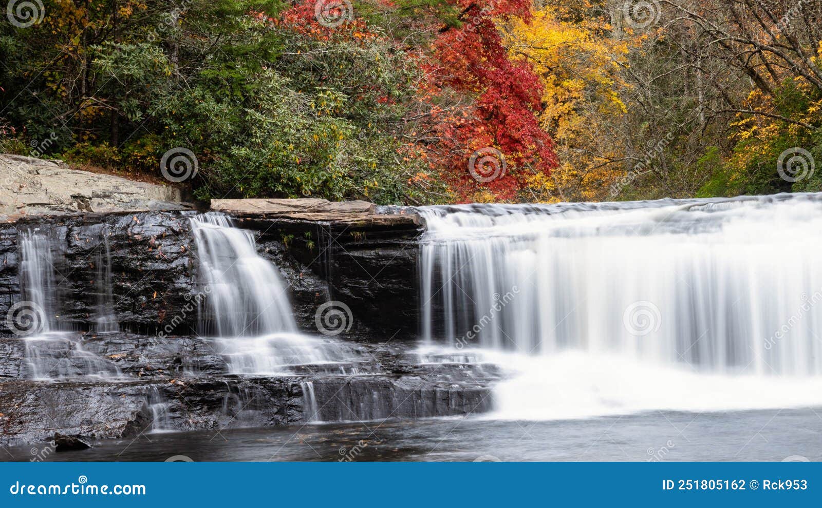 Refreshing Waterfall Hidden Deep in the Autumn Forest Stock Photo ...