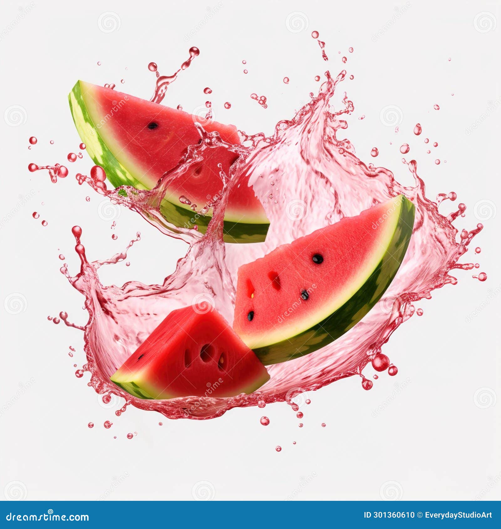 Refreshing Watermelon Juice Splash, Vibrant Red Waves on White ...