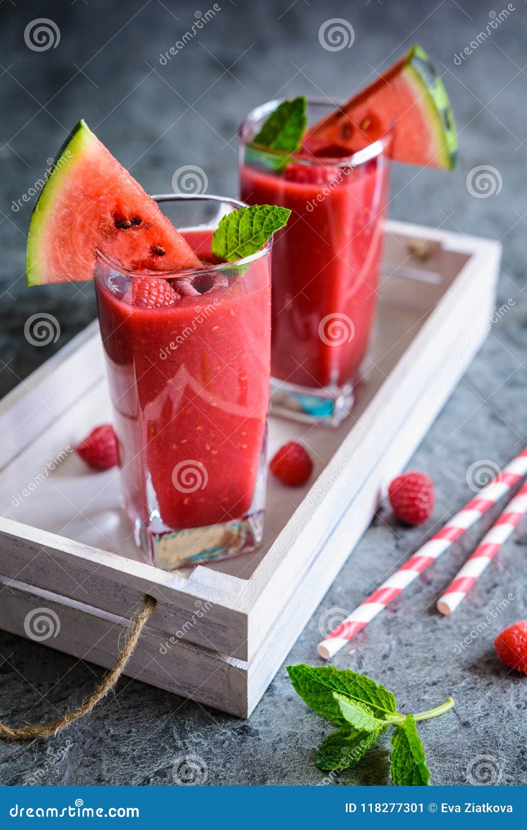 Refreshing Watermelon and Raspberry Smoothie Stock Image - Image of ...