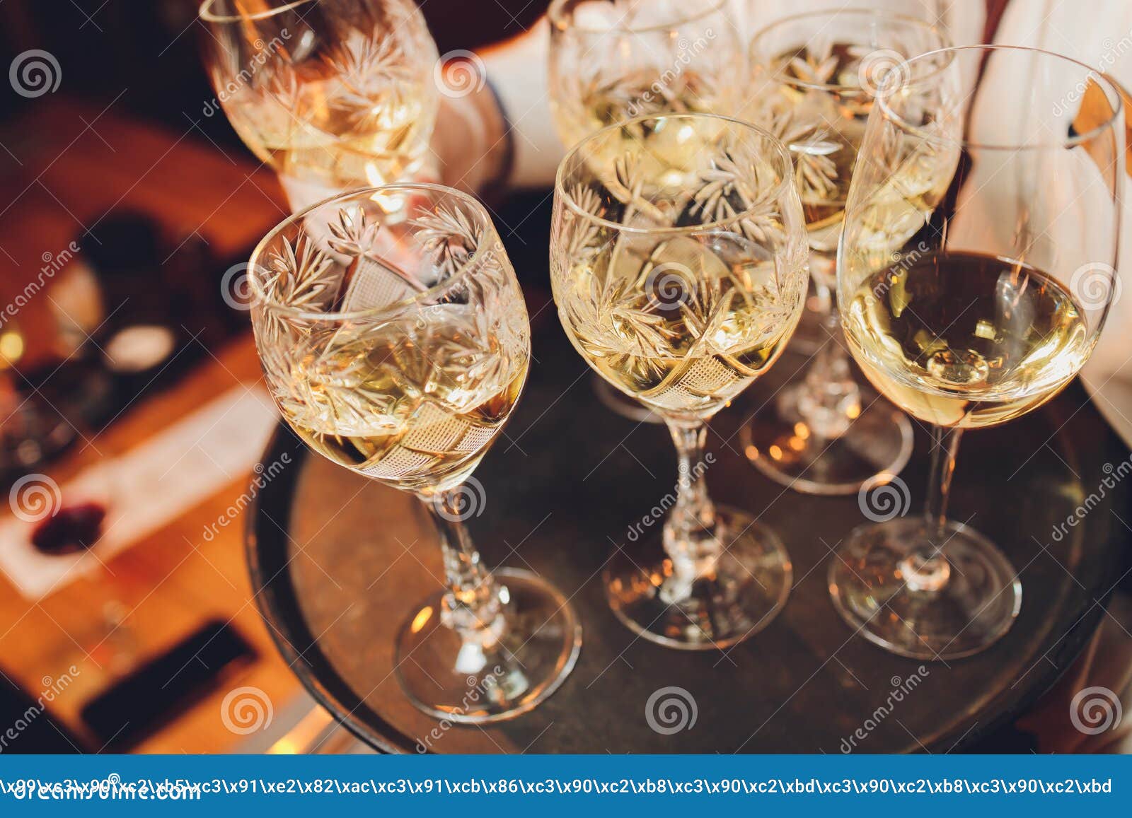 Refreshing White Wine in a Glass on a Background. Stock Photo - Image ...