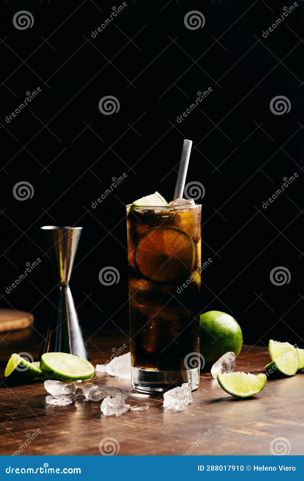 Refreshment Cuba Libre Cocktail, Rum, Fresh Lime, Aromatic Bitters and ...