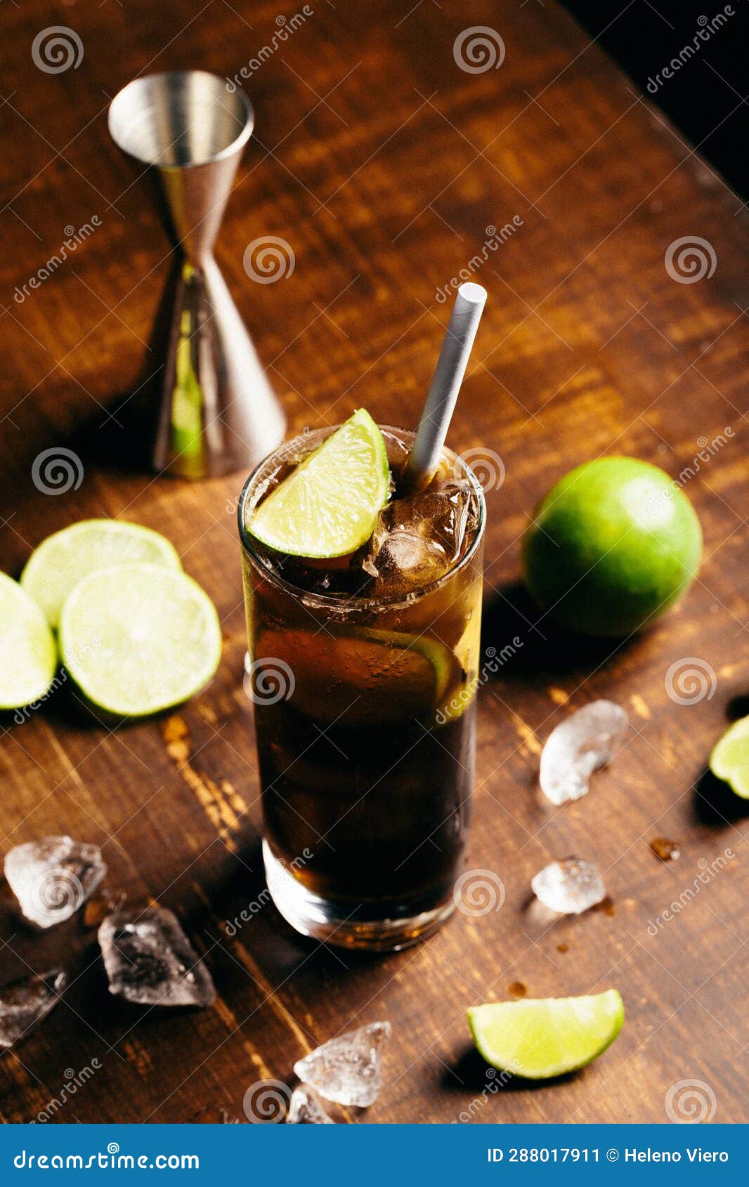 Refreshment Cuba Libre Cocktail, Rum, Fresh Lime, Aromatic Bitters and ...