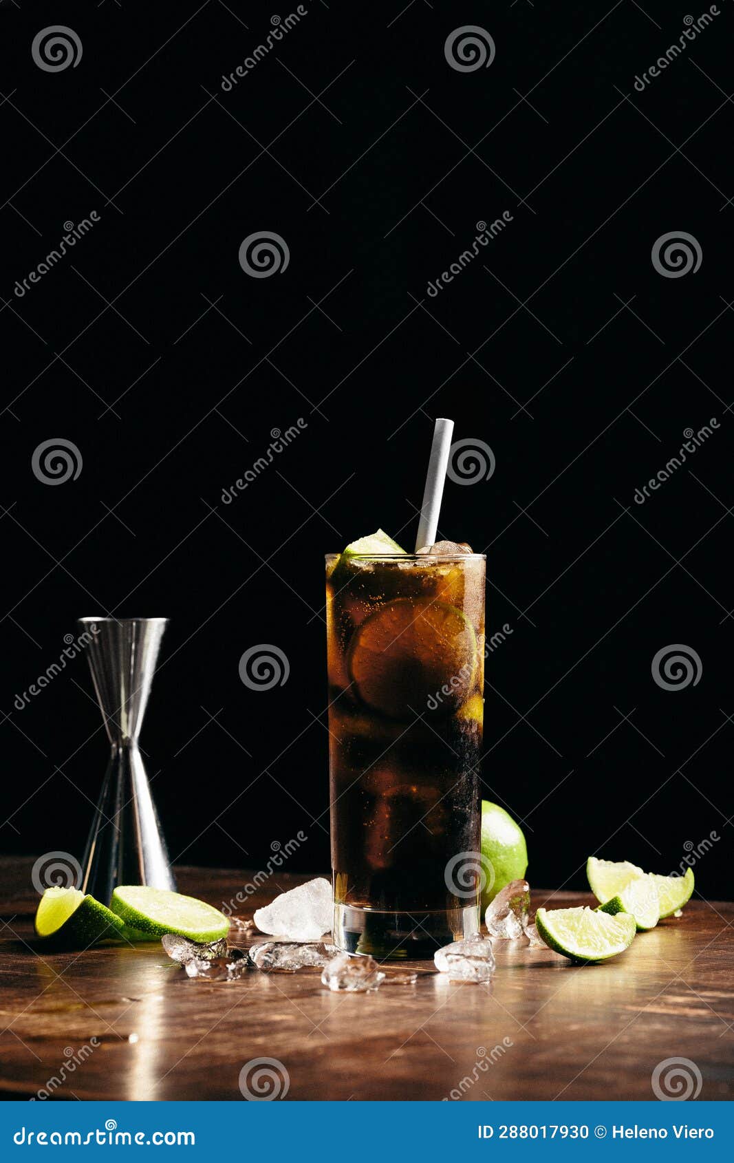 Refreshment Cuba Libre Cocktail, Rum, Fresh Lime, Aromatic Bitters and ...