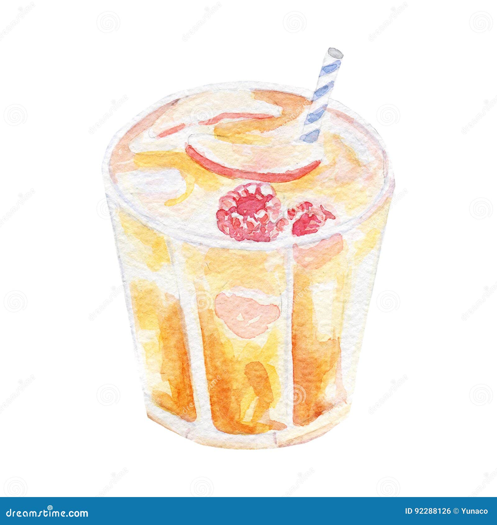 Refreshment Drink Illustration. Hand Drawn Watercolor on White ...