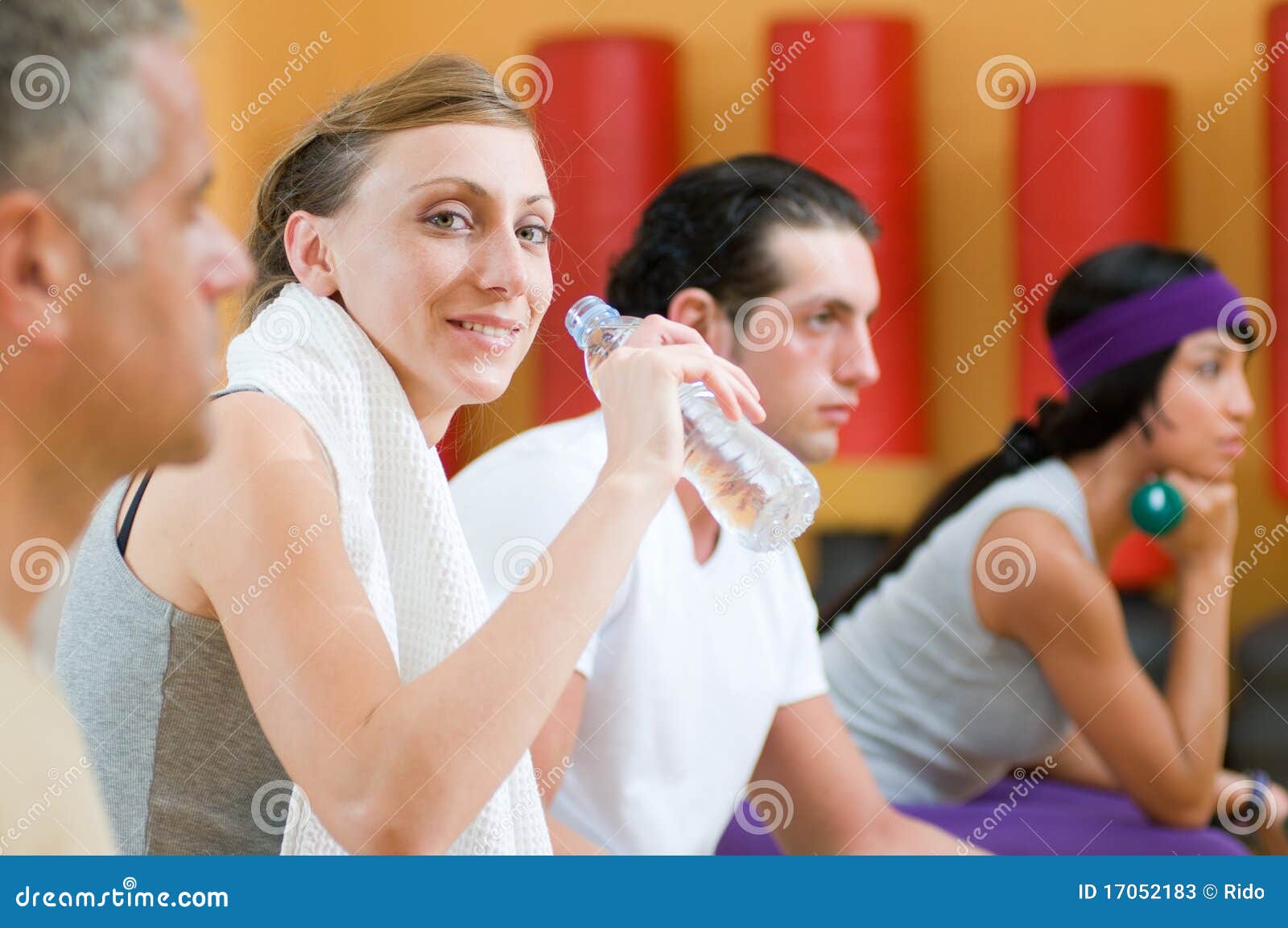 Refreshment during Fitness Exercises Stock Image - Image of fitness ...