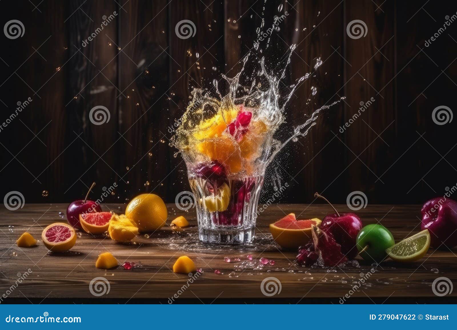 Refreshment Fruit Cocktail with Orange, Lemon, Apples and Mango ...