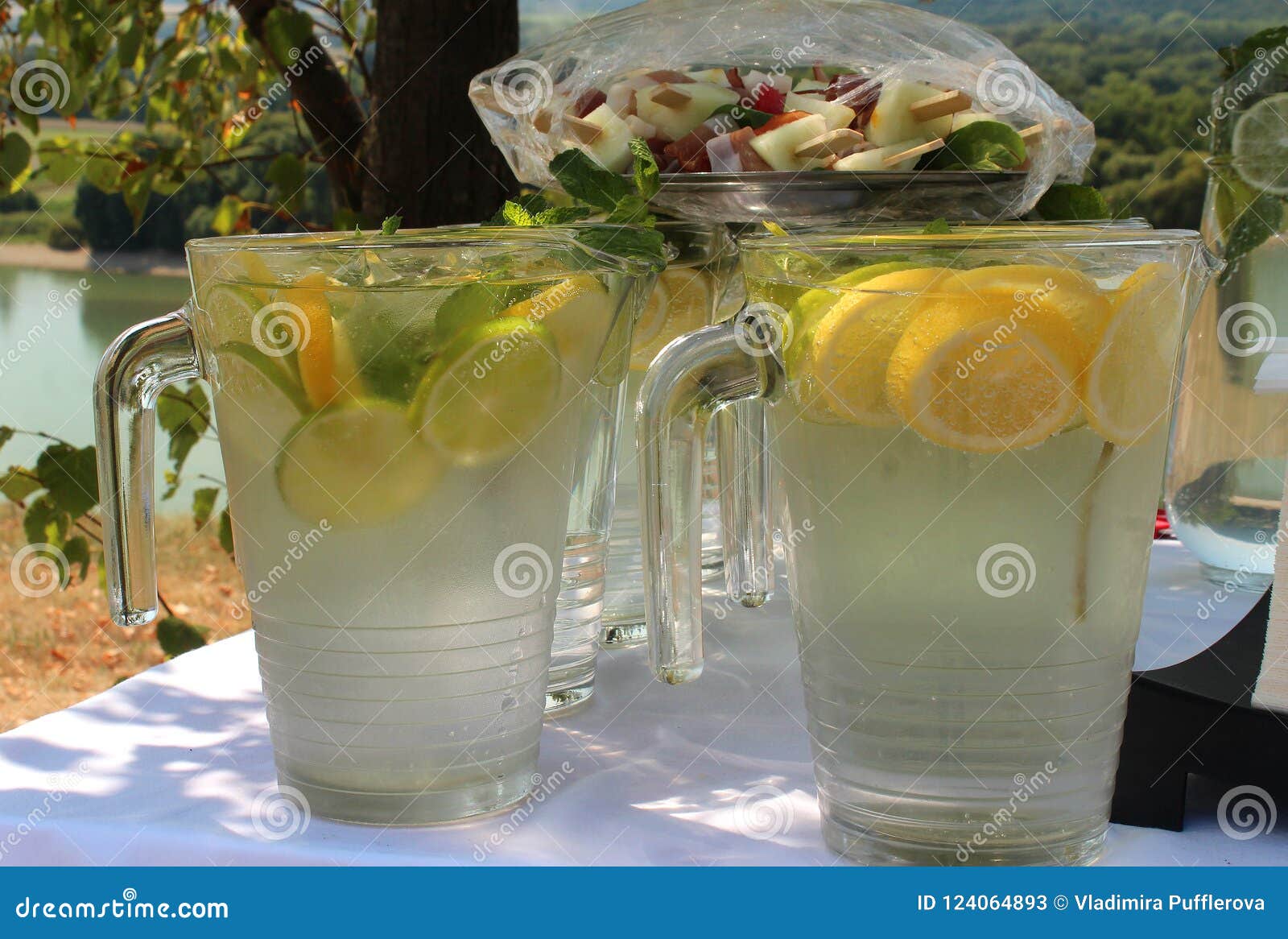 Refreshment - Glass Jugs with Refreshing Cold Drinks in the Summer ...