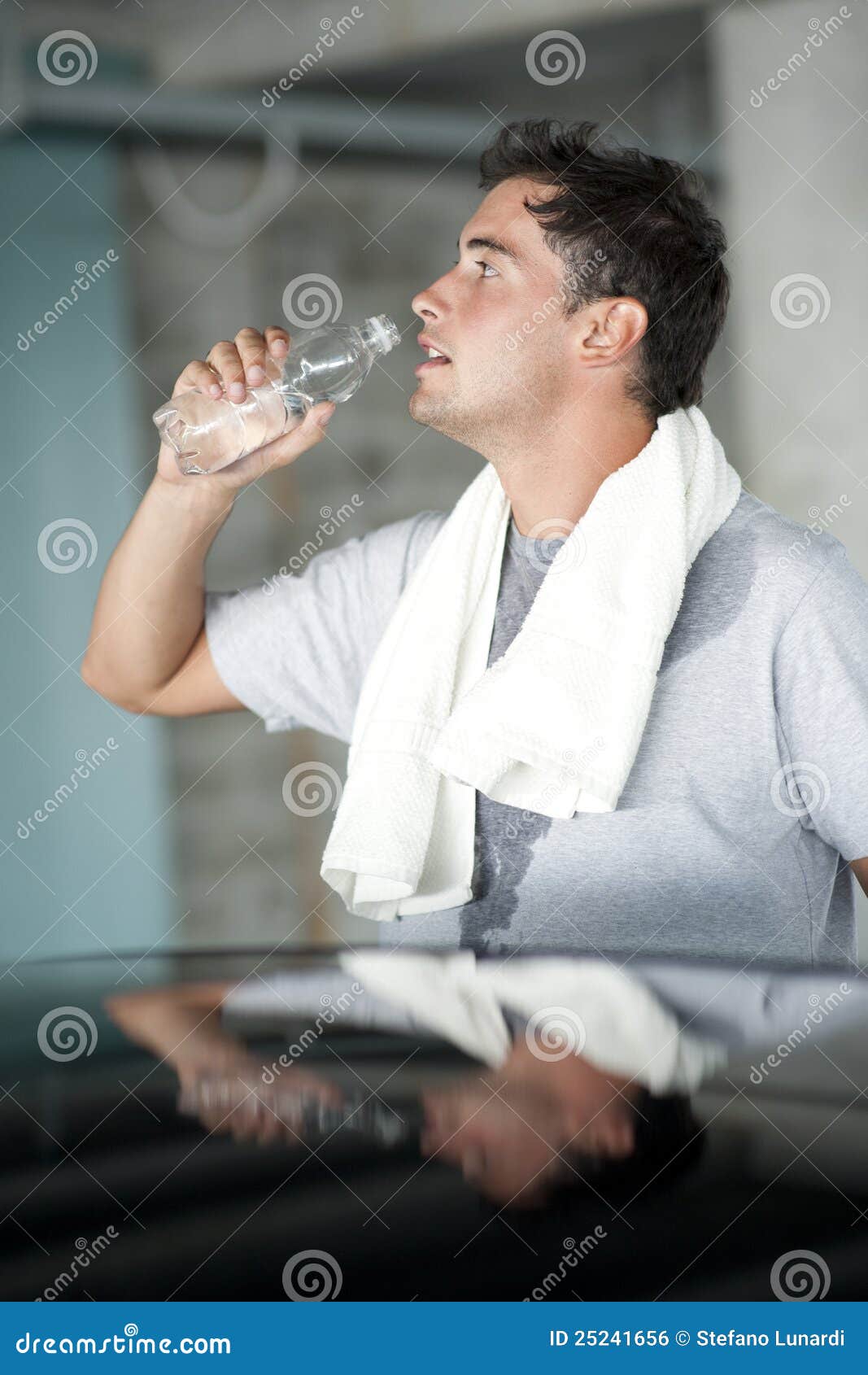 Refreshment after Sport Training Stock Photo - Image of sweat, male ...