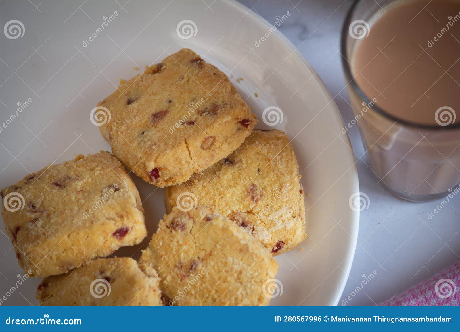Refreshment Time with Cookies and a Glass of Tea. Tea Time with Snacks ...