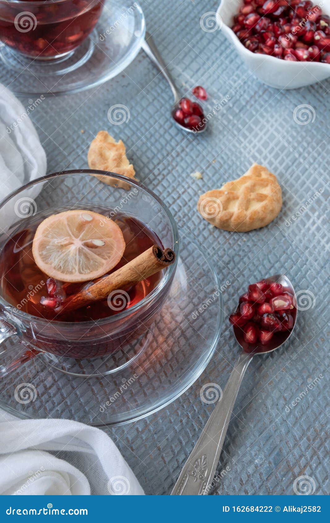 Refreshment Time, Tasty Homemade Biscuits, Pomegranate Tea Stock Photo ...