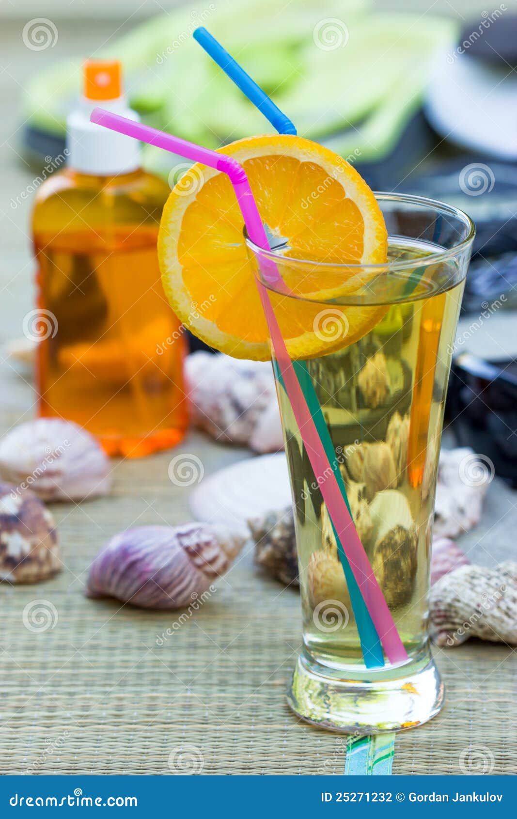 Refreshments on the beach stock photo. Image of bottle - 25271232
