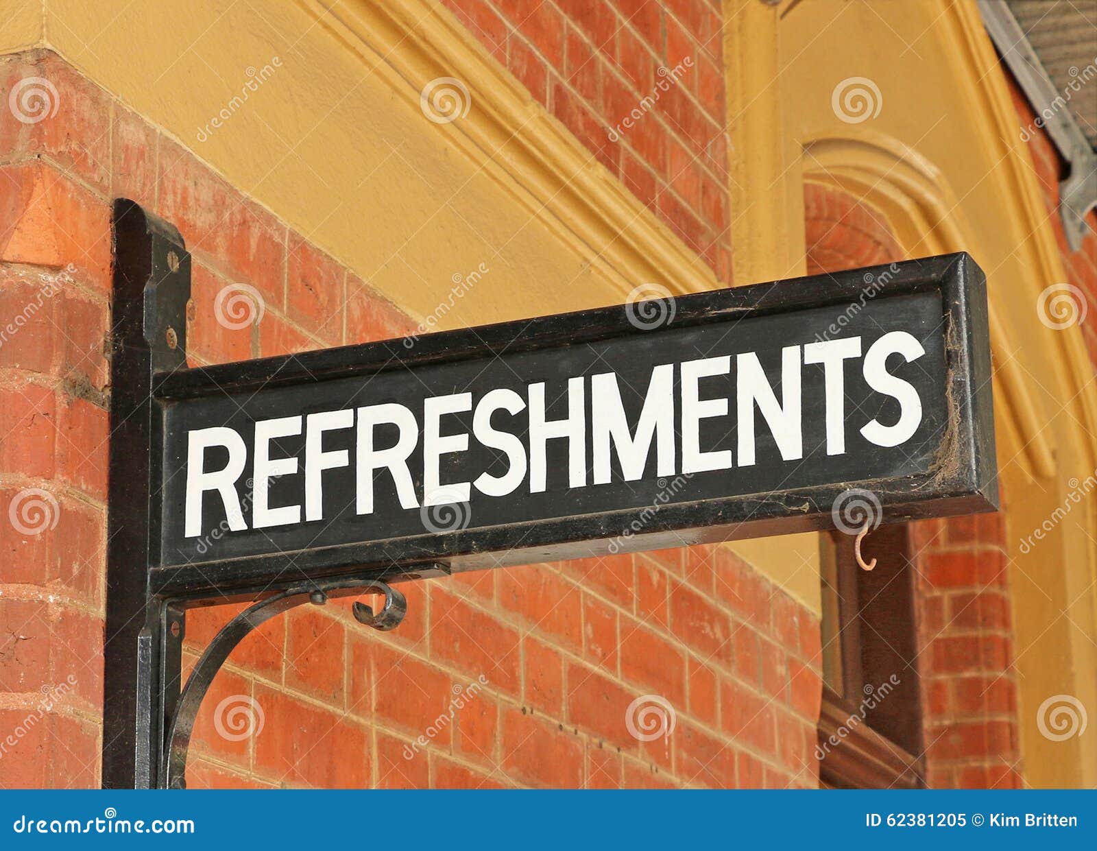 Refreshments Sign at a Historic Railway Station Platform Stock Image ...