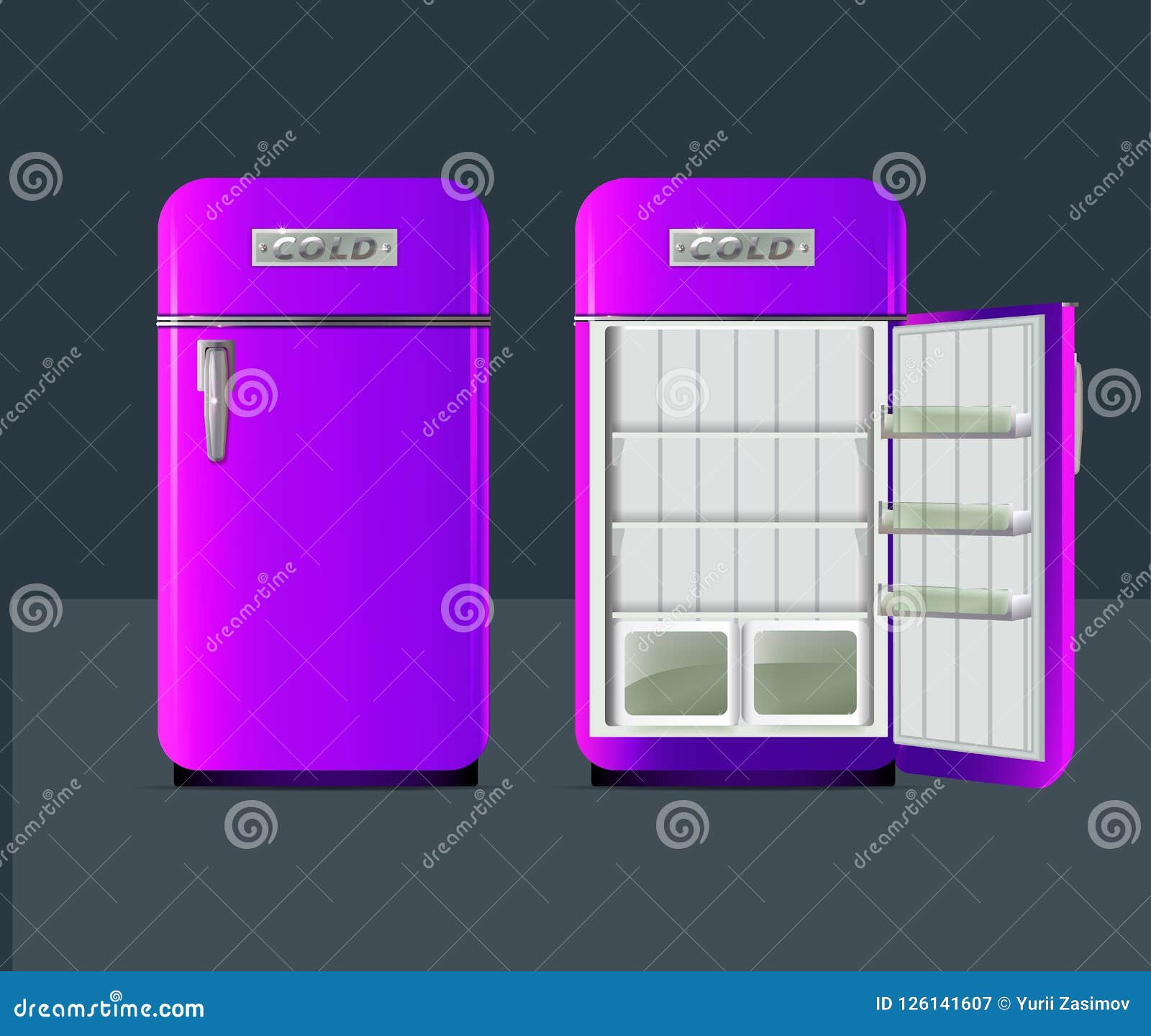 Refrigerador Retro Vector Illusttration Ilustración del Vector ...