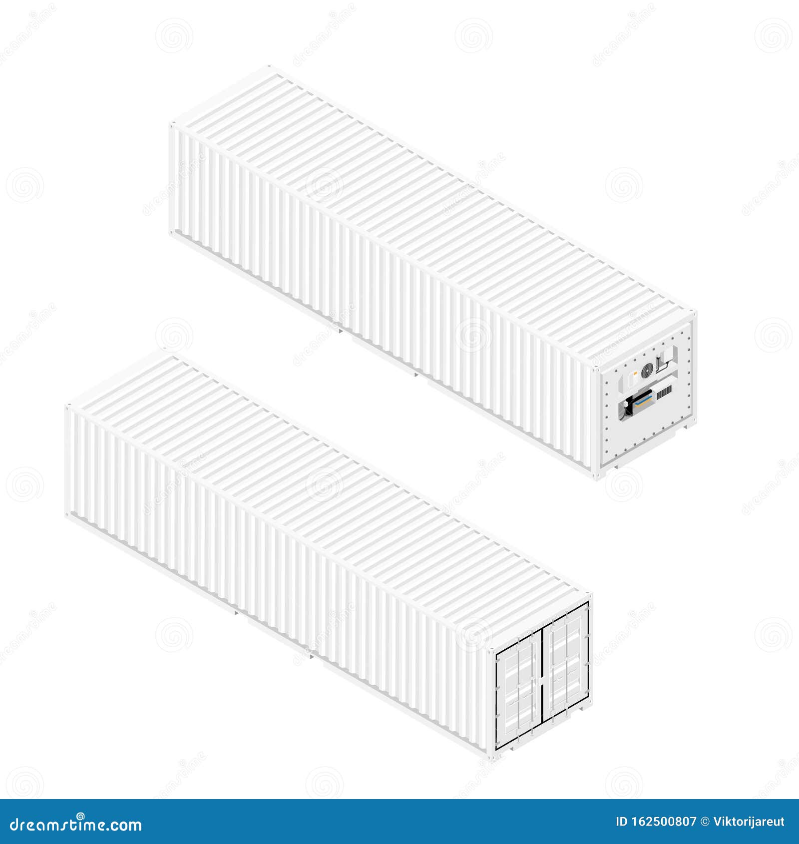 Refrigerated Container Isometric View Isolated on White Background ...