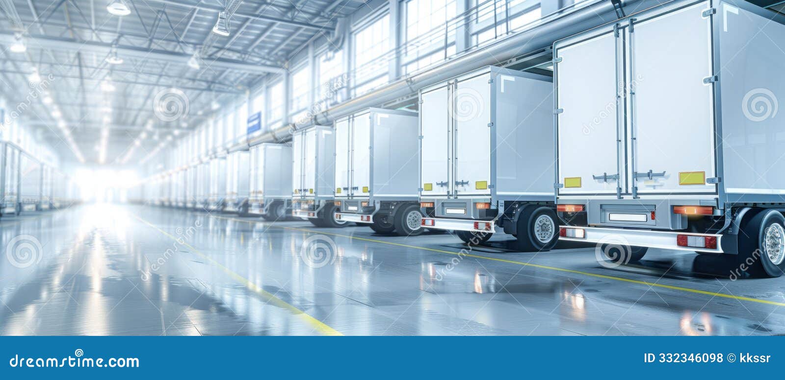 Refrigerated Trucks Lined Up for Loading at a Distribution Center ...