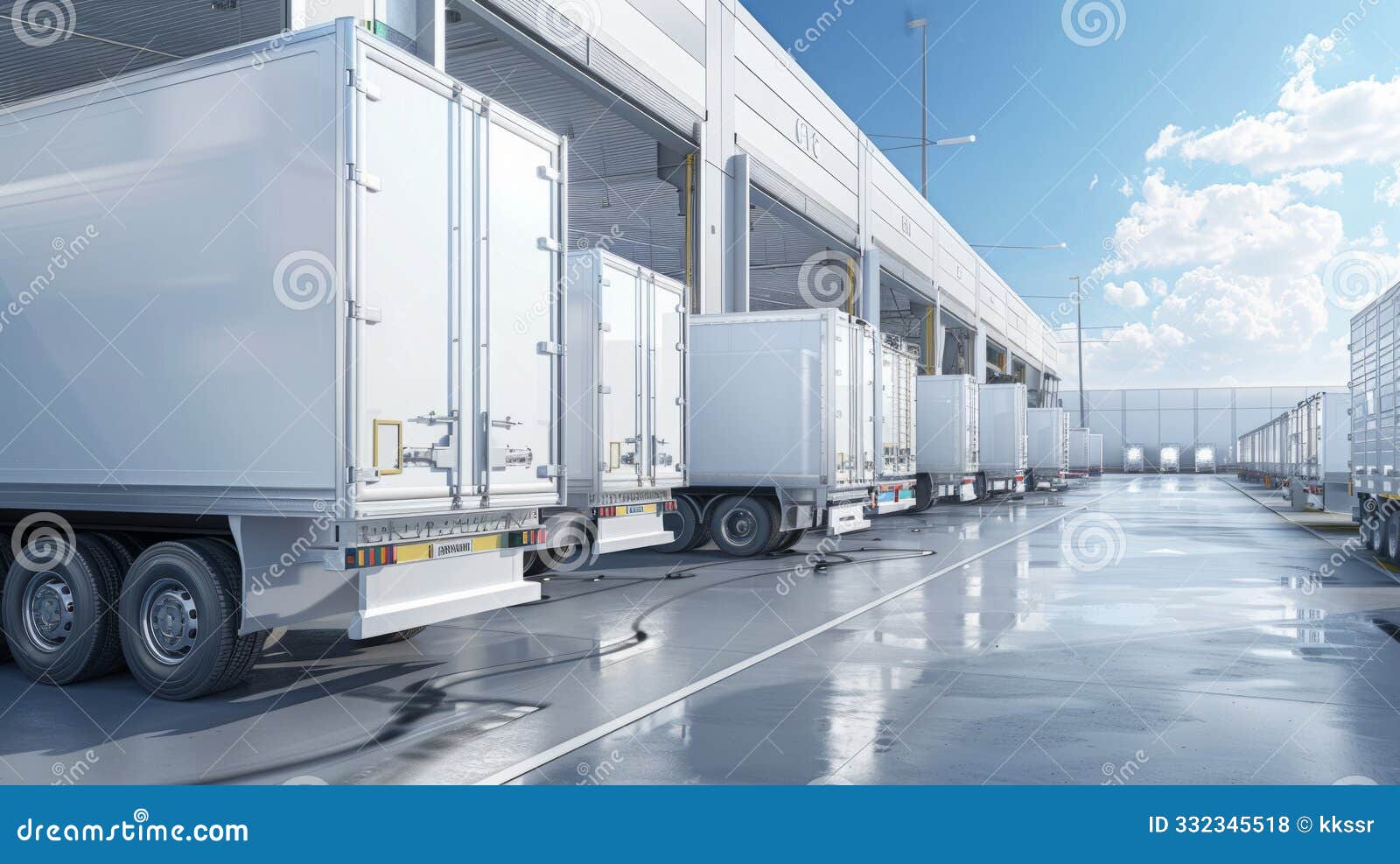 Refrigerated Trucks Lined Up for Loading at Distribution Center for ...