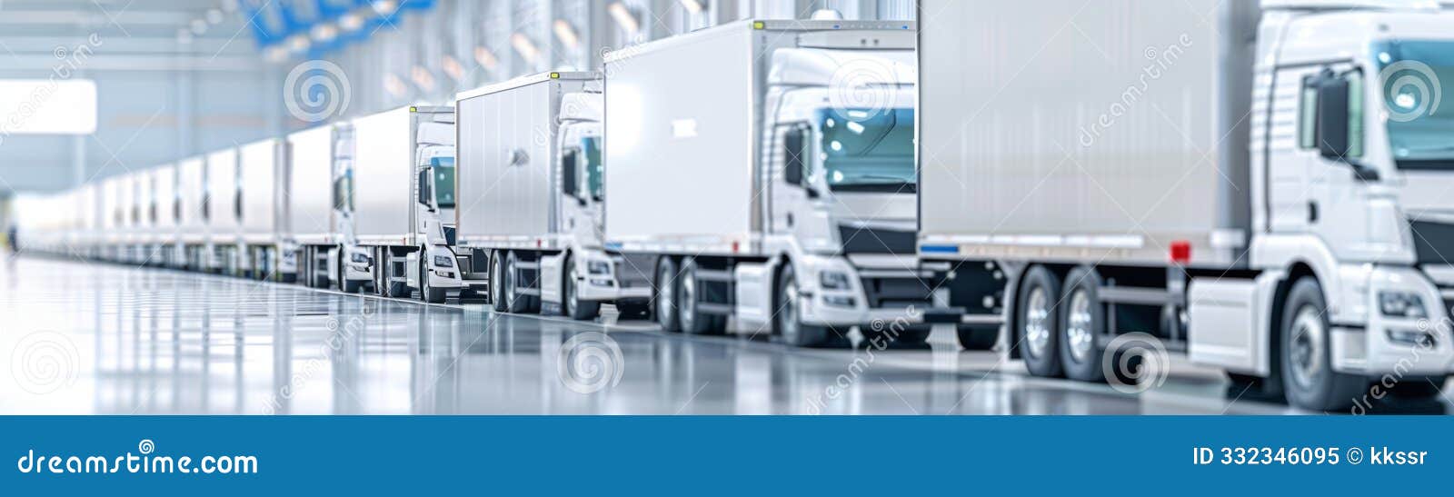 Refrigerated Trucks Lined Up For Loading At A Distribution Center ...