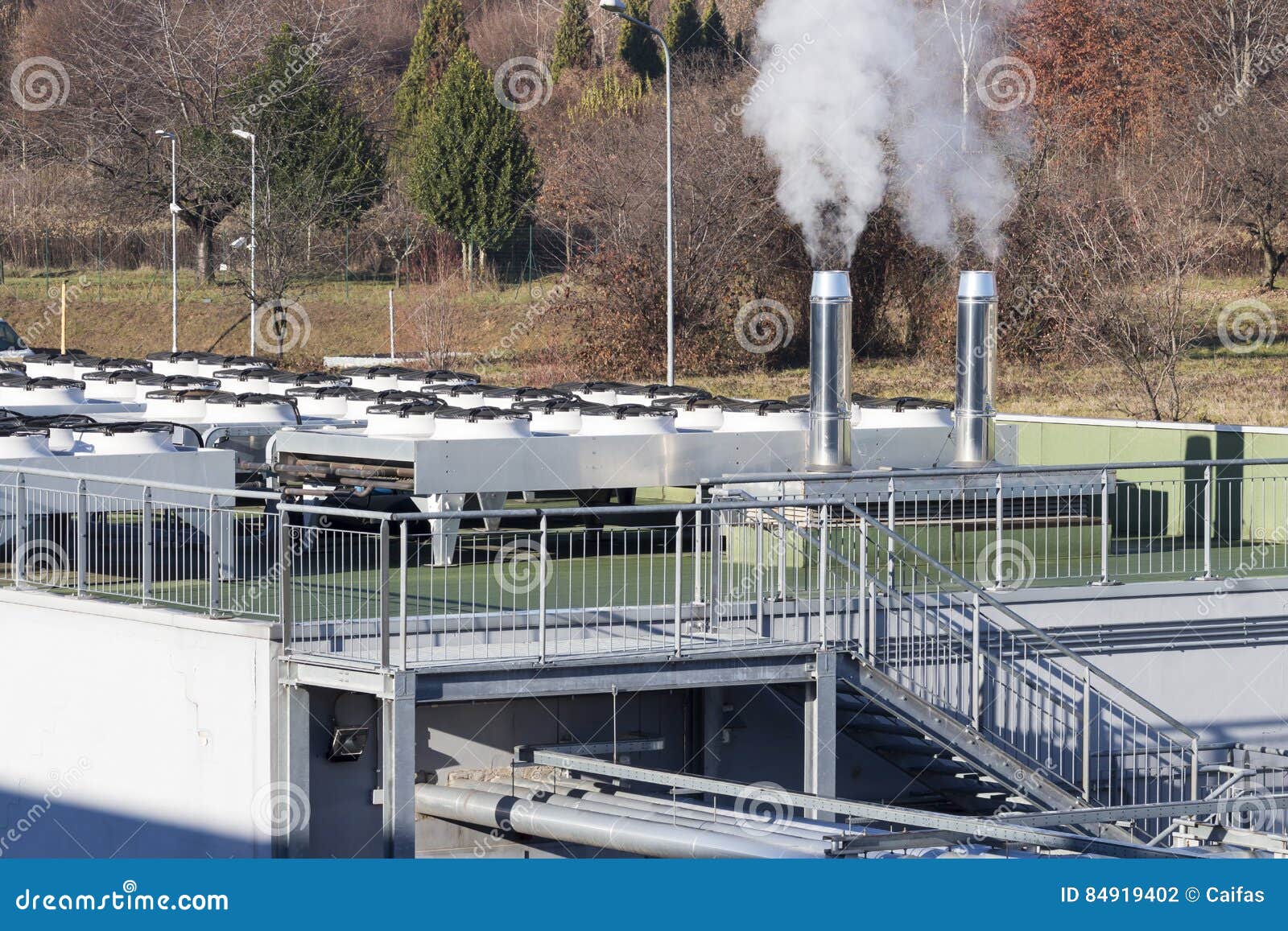 Chilled Water Pipe Line With Zinc Insulation Cladding,power Plant Stock ...