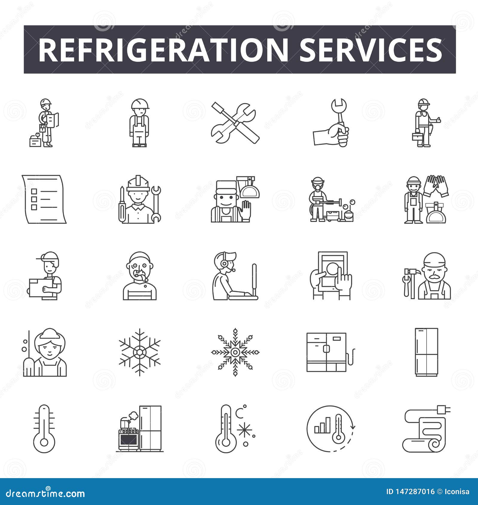 Refrigeration Services Line Icons, Signs, Vector Set, Linear Concept ...