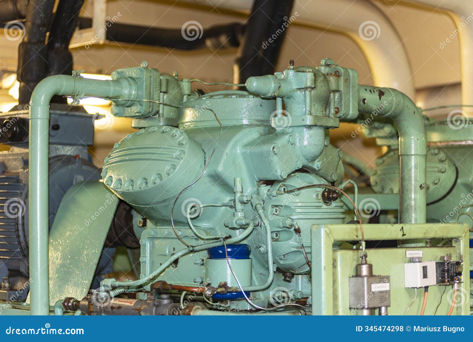 Refrigeration Unit with Compressors and Equipment Installed in the Ship ...