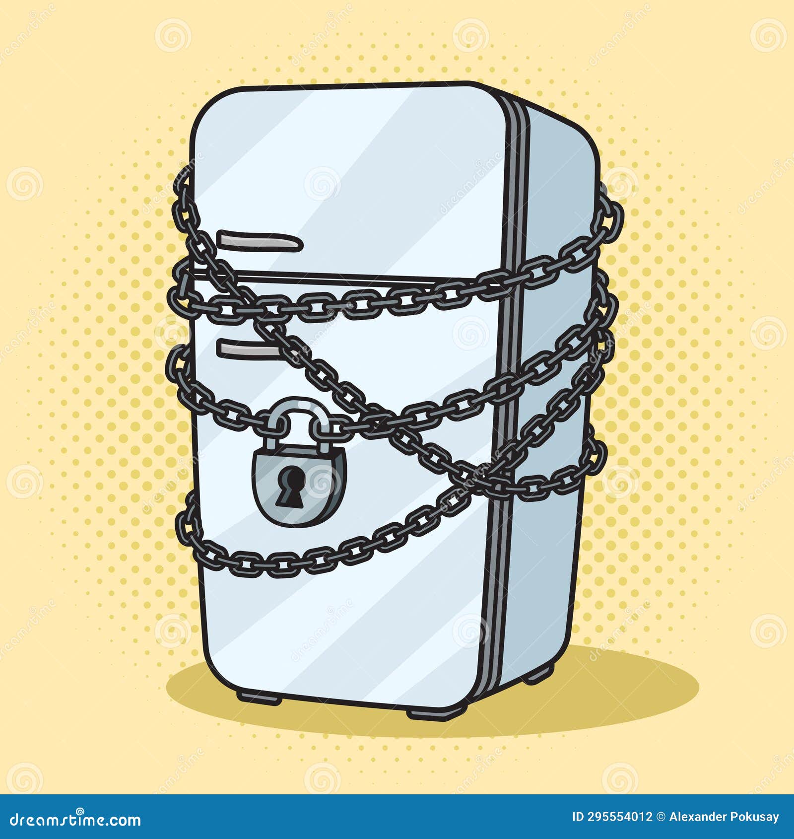 Refrigerator with Chains on Lock Vector Hand Drawn Stock Vector ...