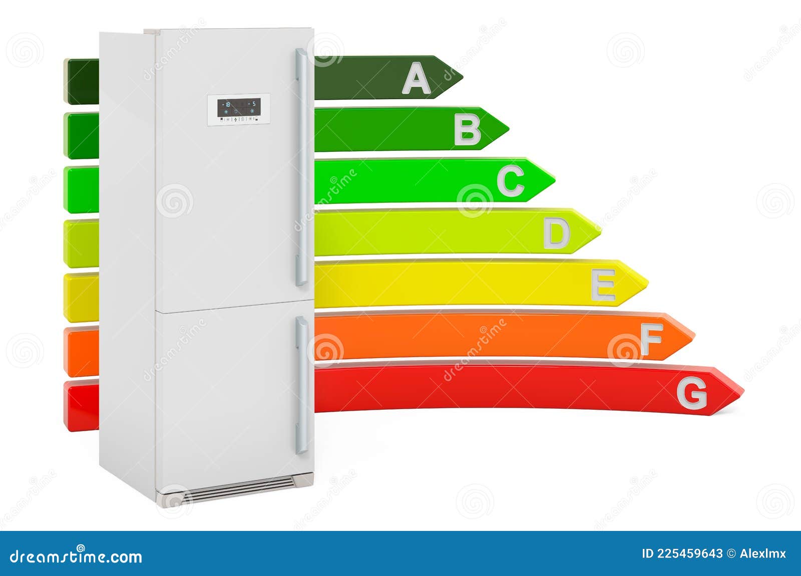 Refrigerator with Energy Efficiency Chart, 3D Rendering Stock ...