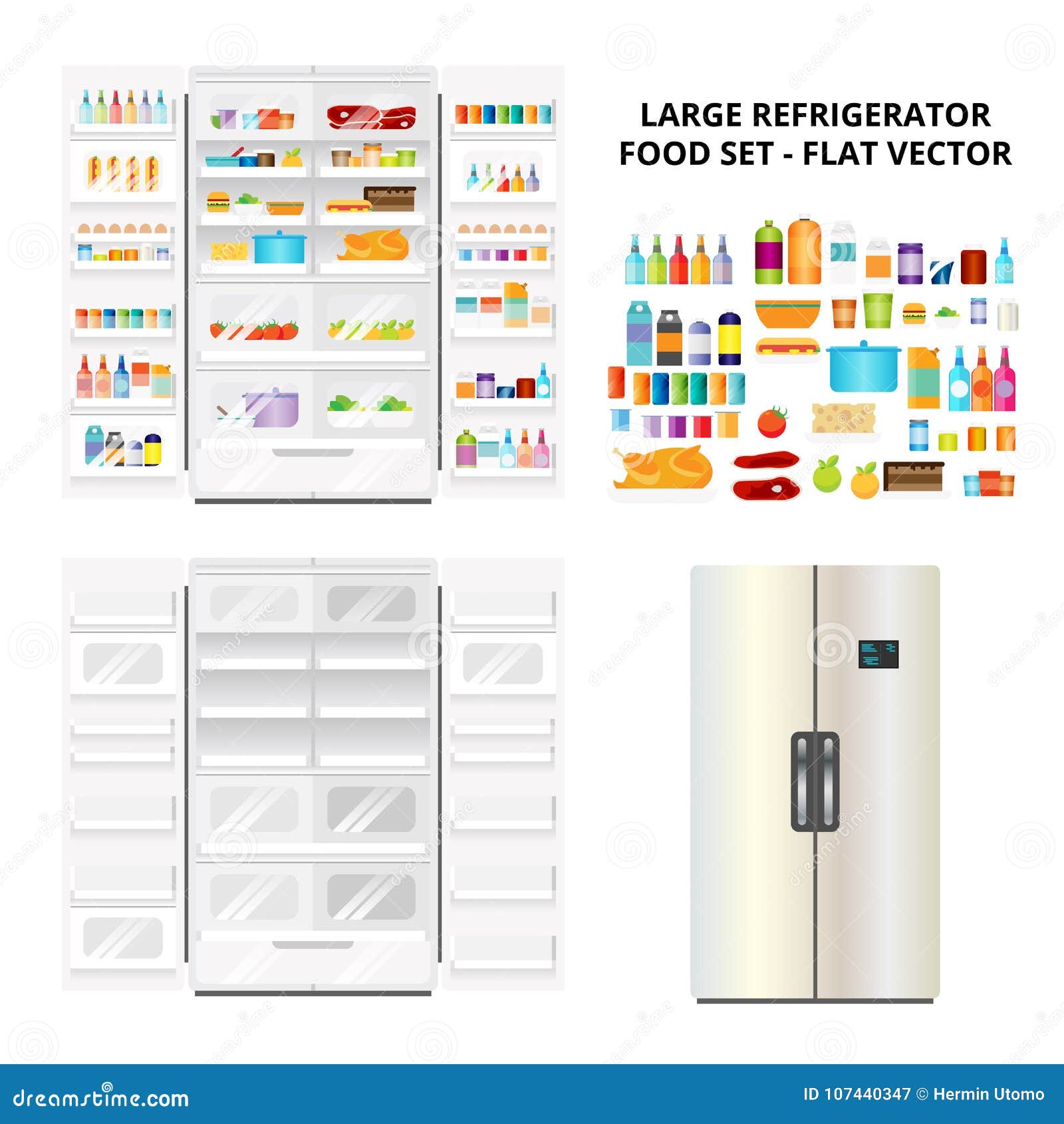 Refrigerator With Food Icons Infographic Elements Vector Illustration ...