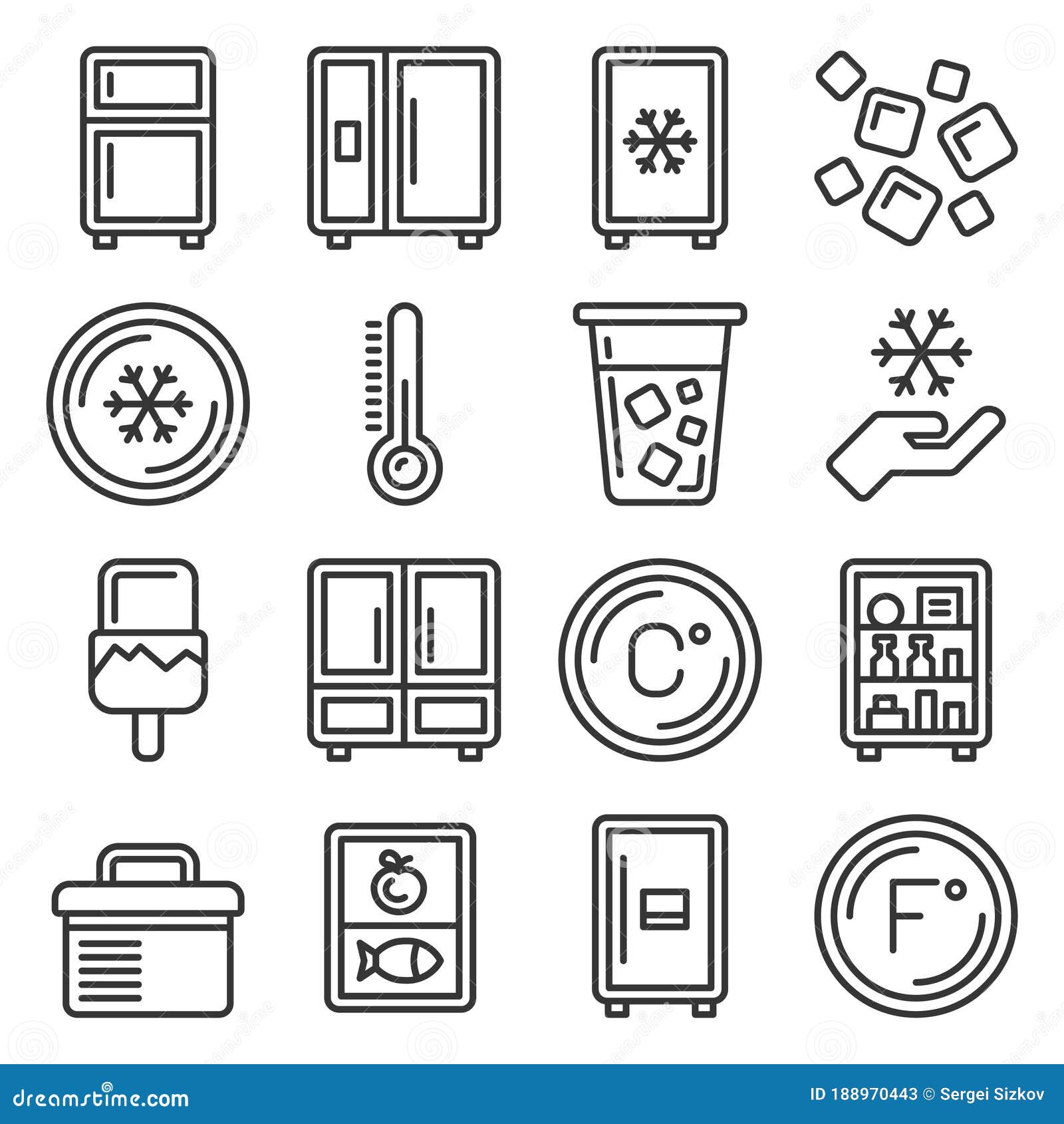 Refrigerator and Fridge Icons Set. Line Style Vector Stock Vector ...