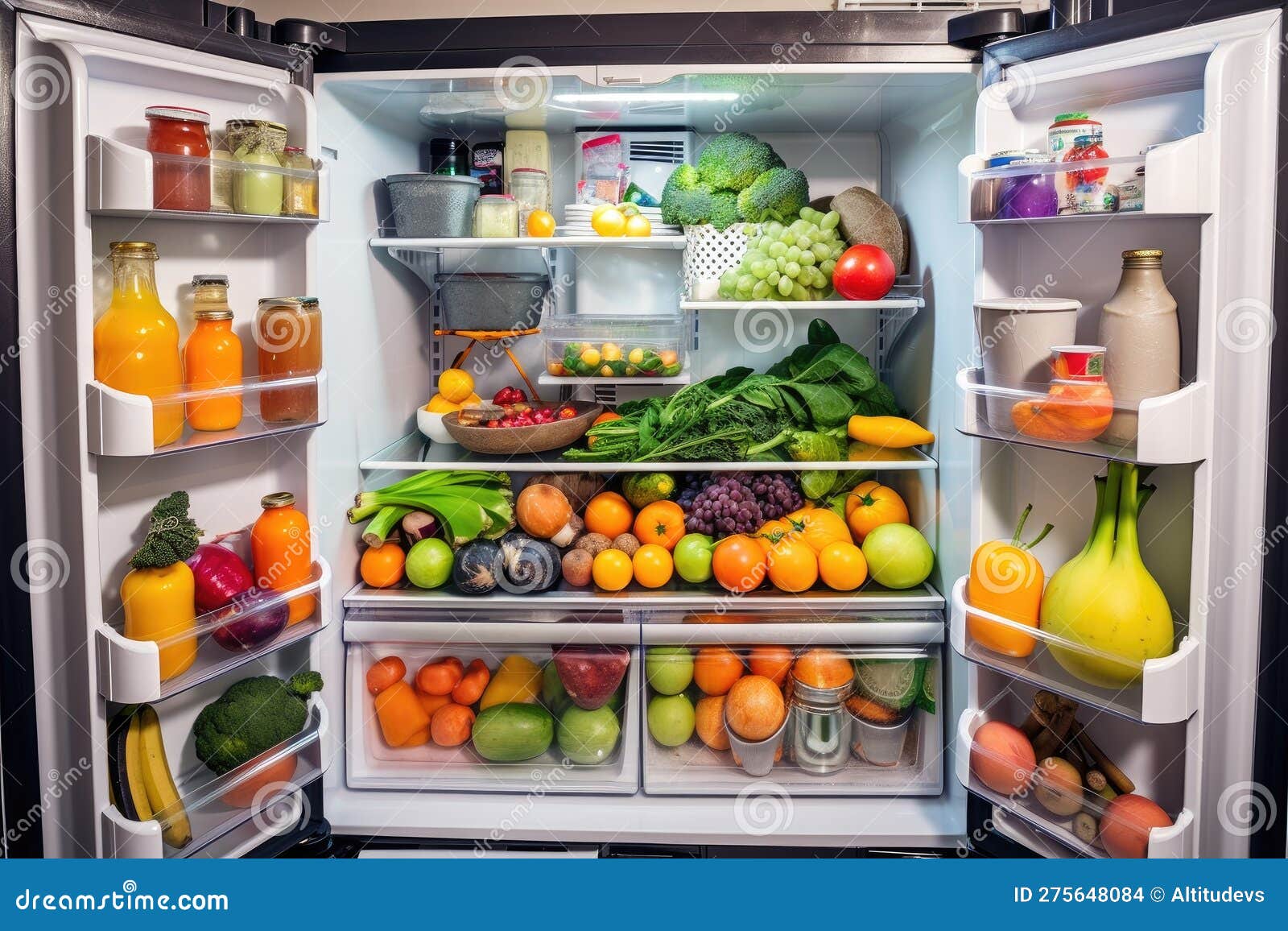 Refrigerator Fully Stocked with an Array of Fresh and Nutritious Foods ...