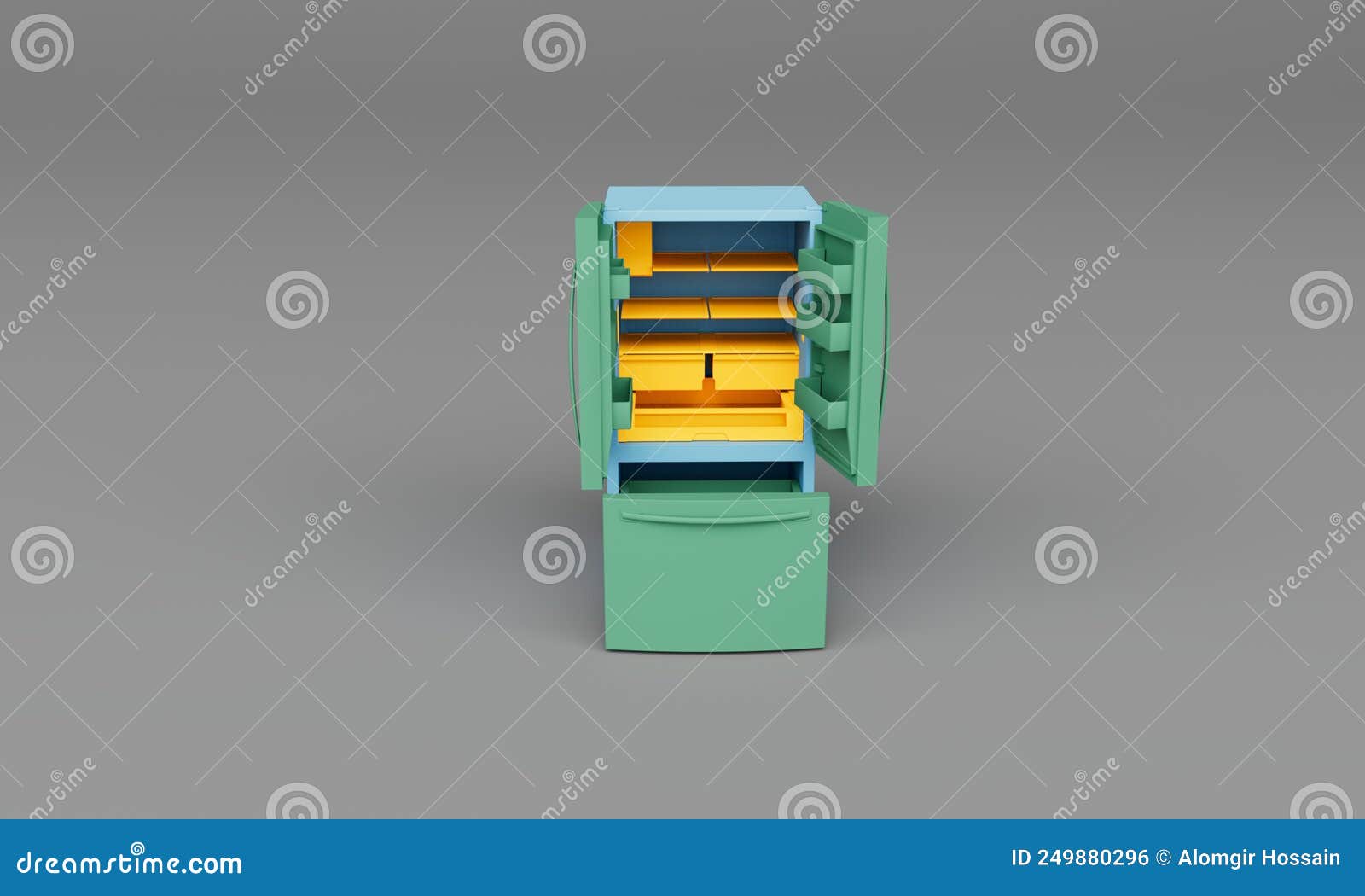 Refrigerator with Handles 3d Render Illustration Stock Illustration ...