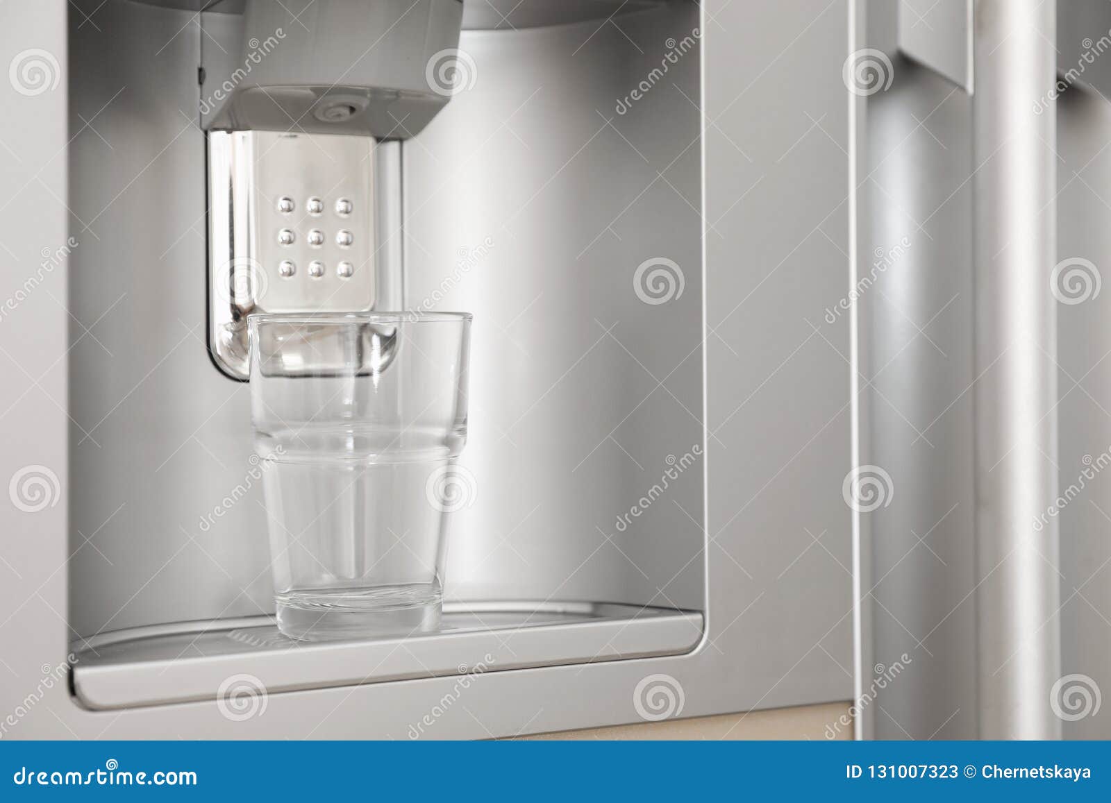 Refrigerator with Ice and Water System, Closeup Stock Image - Image of ...