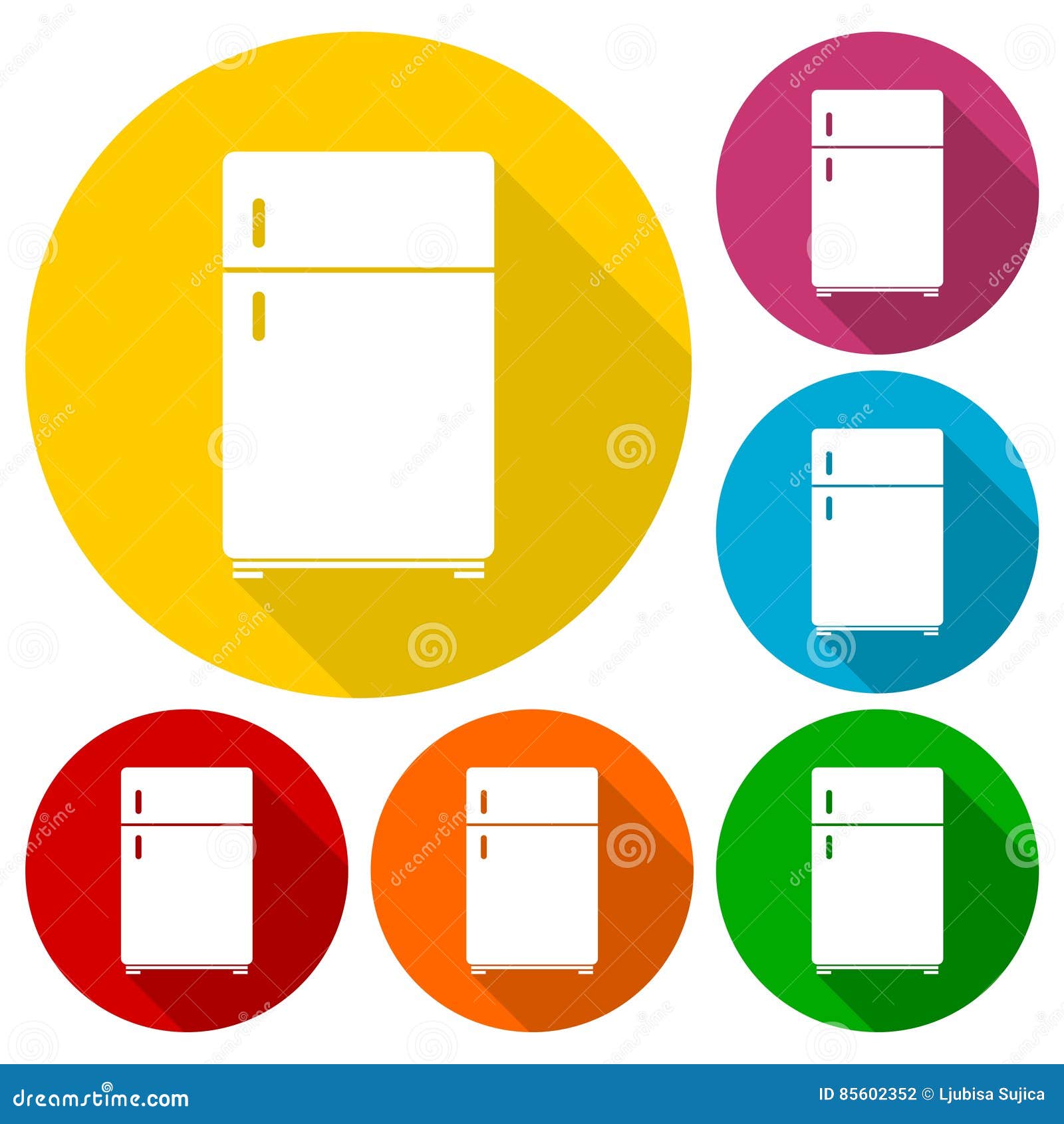 Refrigerator Icons Set with Long Shadow Stock Vector - Illustration of ...