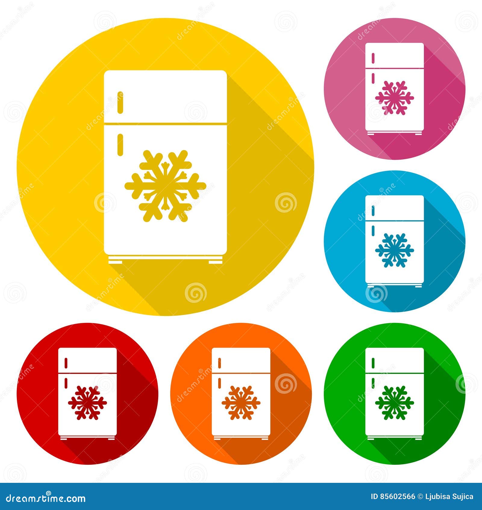 Refrigerator Icons Set with Long Shadow Stock Vector - Illustration of ...