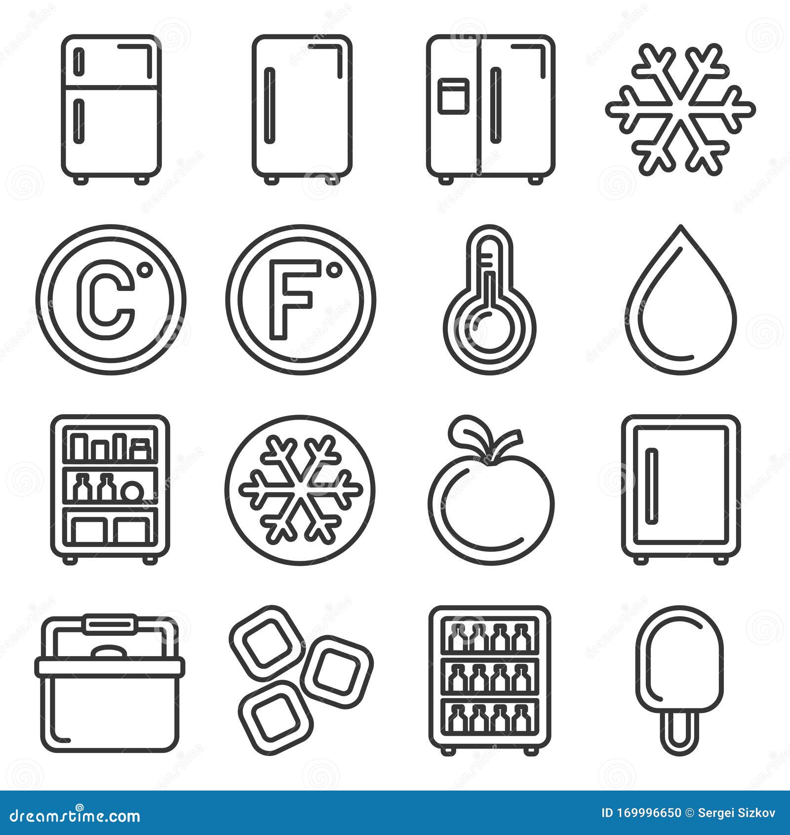 Refrigerator Icons Set on White Background. Line Style Vector Stock ...