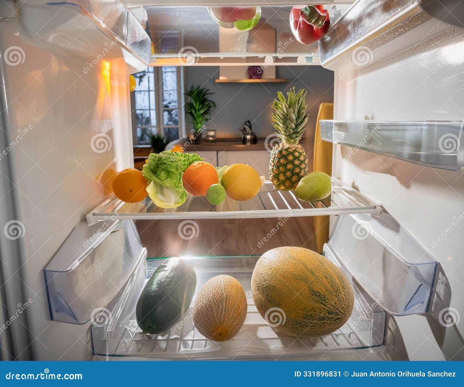 A Refrigerator Interior Brimming with Fruits and Vegetables. a Fridge ...